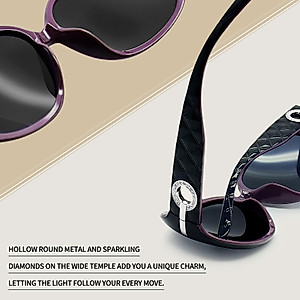 Joopin Trendy Oversized Sunglasses Large Shades for Women Ladies Big Rectangle Sun Glasses Polarized UV Protection Rhinestone Shady Rays (Black Purple)