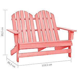 Tidyard 2-Seater Patio Adirondack Chair Solid Wood Fir Pink Outdoor Fire Pit Chair Wooden Garden Armchair for Porch Pool Lawn Deck Backyard Balcony Outdoor