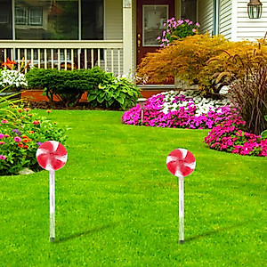 PRETYZOOM Solar Pathway Lights 1 Set Christmas Pathway Marker Light LED Solar Powered Xmas Candy Lollipop Ground Plug Light Lollipops Peppermint Sign for Home Garden Patio Solar Lights