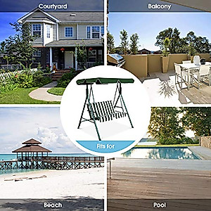 Tangkula 2-Person Patio Swing, Outdoor Yard Swing with Canopy & Cushion, Weather Resistant Steel Lounge Swing Chair for Porch, Backyard, Garden, Balcony (Green)