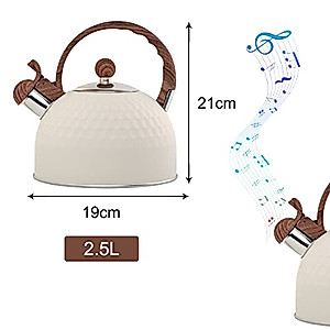 Tea Kettle Stovetop,Stainless Steel Whistling Kettles Teapot With Anti-Hot Handle, Hot Water Boiling Tea Pots For Stove Top,2.5 Liter/Beige Color