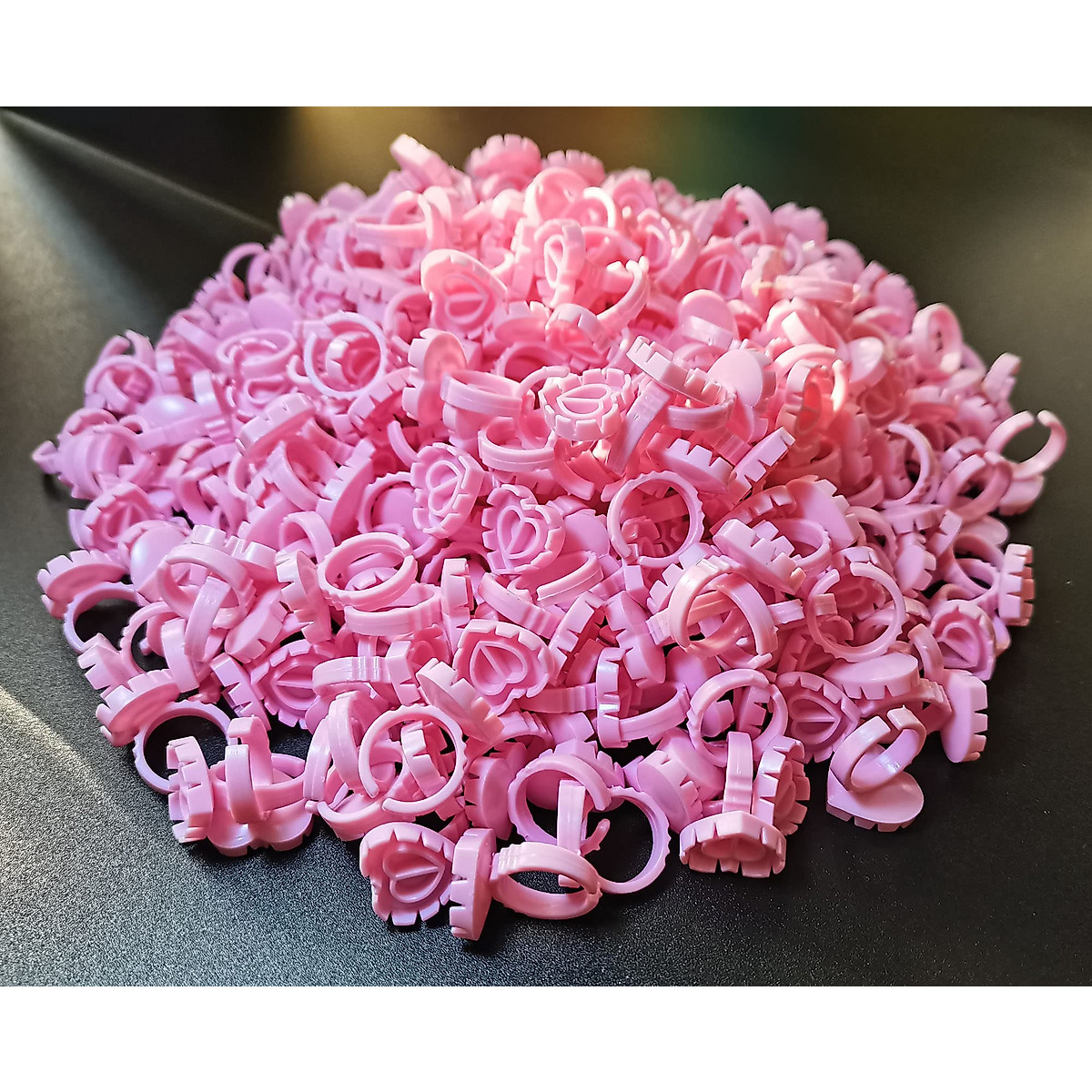 Glue Rings for Eyelash Extension,300PCS Smart Lash Glue Rings,Disposable Eyelash Glue Holder Glue Cups Rings,Heart Shape Fan Blossom Volume Lash Glue Holder False Eyelash Lash Extension Supplies Pink