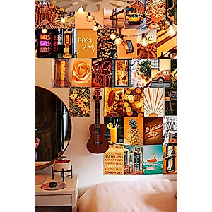 Orange Wall Collage Kit Aesthetic Pictures, Bedroom Decor for Teen Girls, Wall Collage Kit, Aesthetic Posters, Collage Kit for Wall Aesthetic, Wall Collage, Orange Wall Decor, Collage Kit
