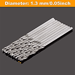 Mtsooning 10PCS 1.3mm Mini Drill Bits, Small Steel Twist Drilling Kit, Precision Hss Drilling Tool for Metal, Wood, Manual Work DIY, Crafts Jewelry, Assembling, Model Making