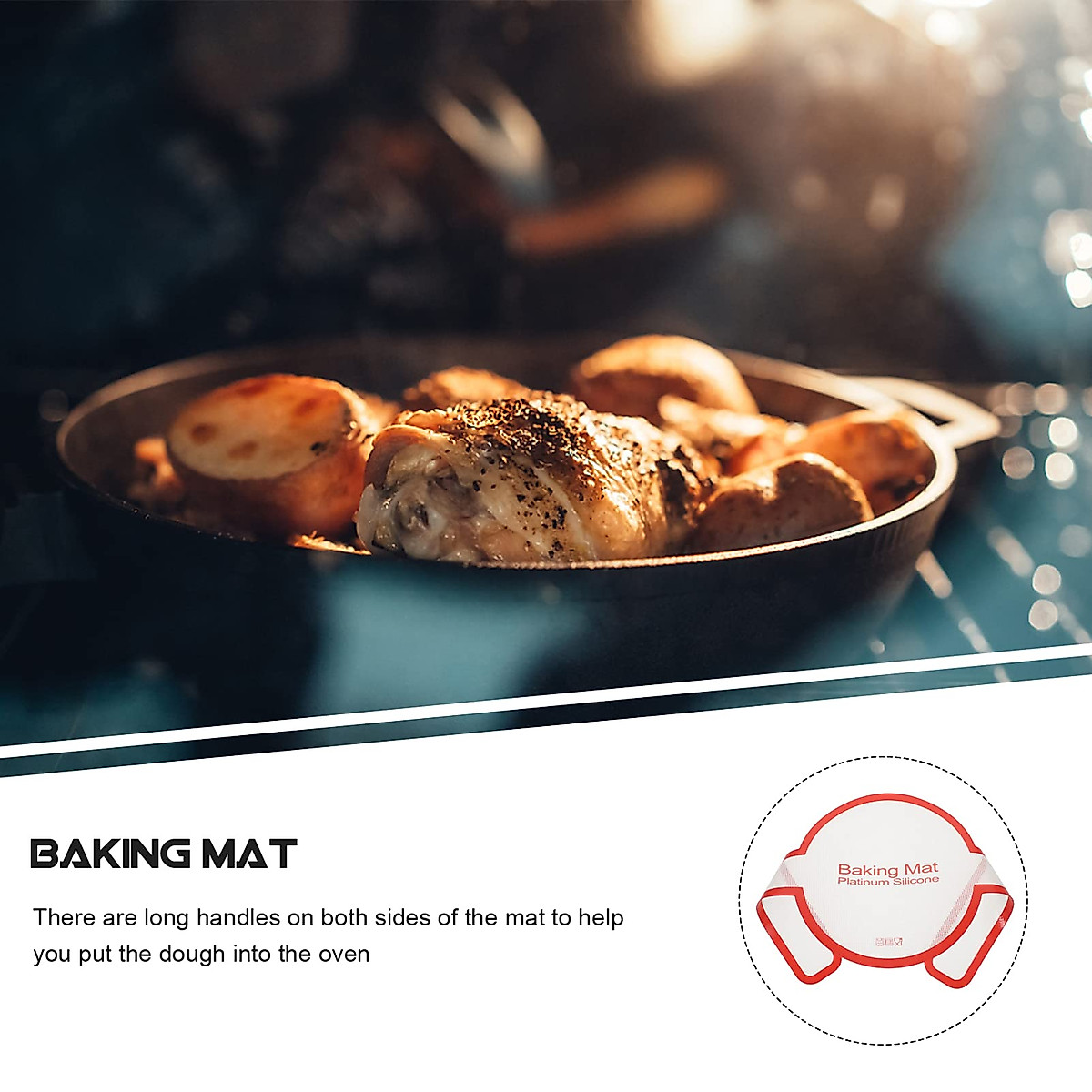 Hemoton Baking Mat Long Handles Dutch Oven Bread Mat Pastry Rolling Mat for Gentler Safer Easier Transfer Dough