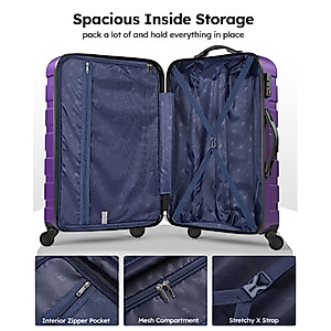 Suitour Luggage Sets 3 piece, Hardside Lightweight Suitcase sets with Spinner Wheels,TSA Lock,20/24/28 inches Travel luggage…