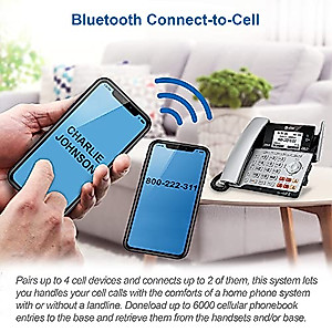 AT&T TL86103 2-Line Corded/Cordless for Small Business with Answering Machine, 2-Mailboxes, Connect-to-Cell, Caller ID Announcer, Intercom, Line-power, Long Range & Expandable to 12 Handsets