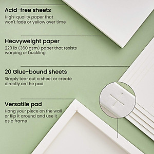 ARTEZA Acrylic Paper Foldable Canvas Pad, 9.5x9.5 Inches, 20 Sheets, DIY Frame