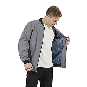 WULFUL Mens Casual Lightweight Jacket Softshell Flight Bomber Jacket Varsity Windbreaker