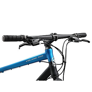 Schwinn Volare 1500 Flat Bar Hybrid Sports Road Bike, Men and Women, 24-Speed, 700c Wheels, 20-Inch Aluminum Frame, Mechanical Disc Brakes, Blue/Black