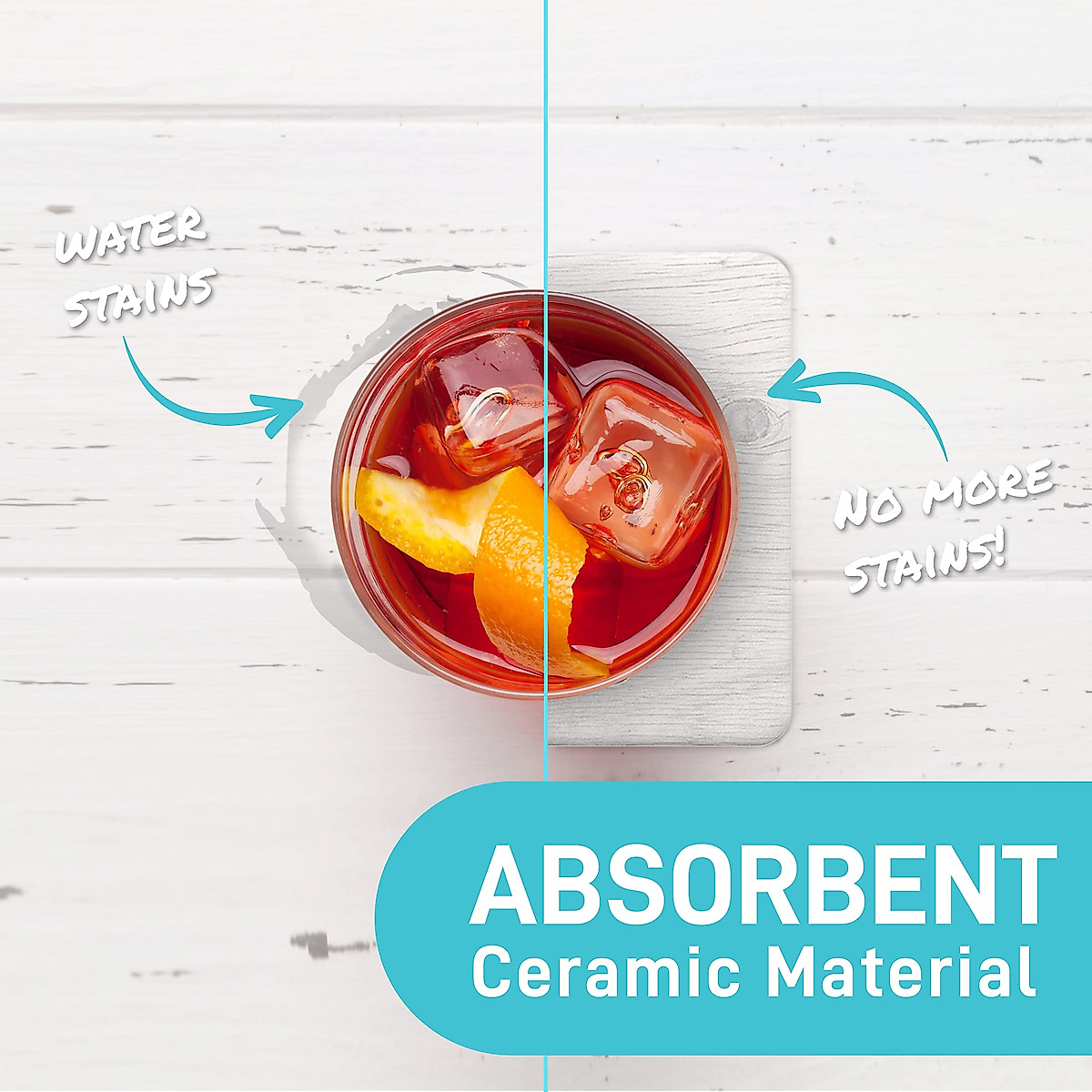 Funny Coasters for Drinks Absorbent with Holder - 6 Pcs Novelty Gifts Set - 6 Sayings - Unique Present for Friends, Men, Women, Housewarming, Birthday, Living Room Decor, White Elephant, Holiday Party