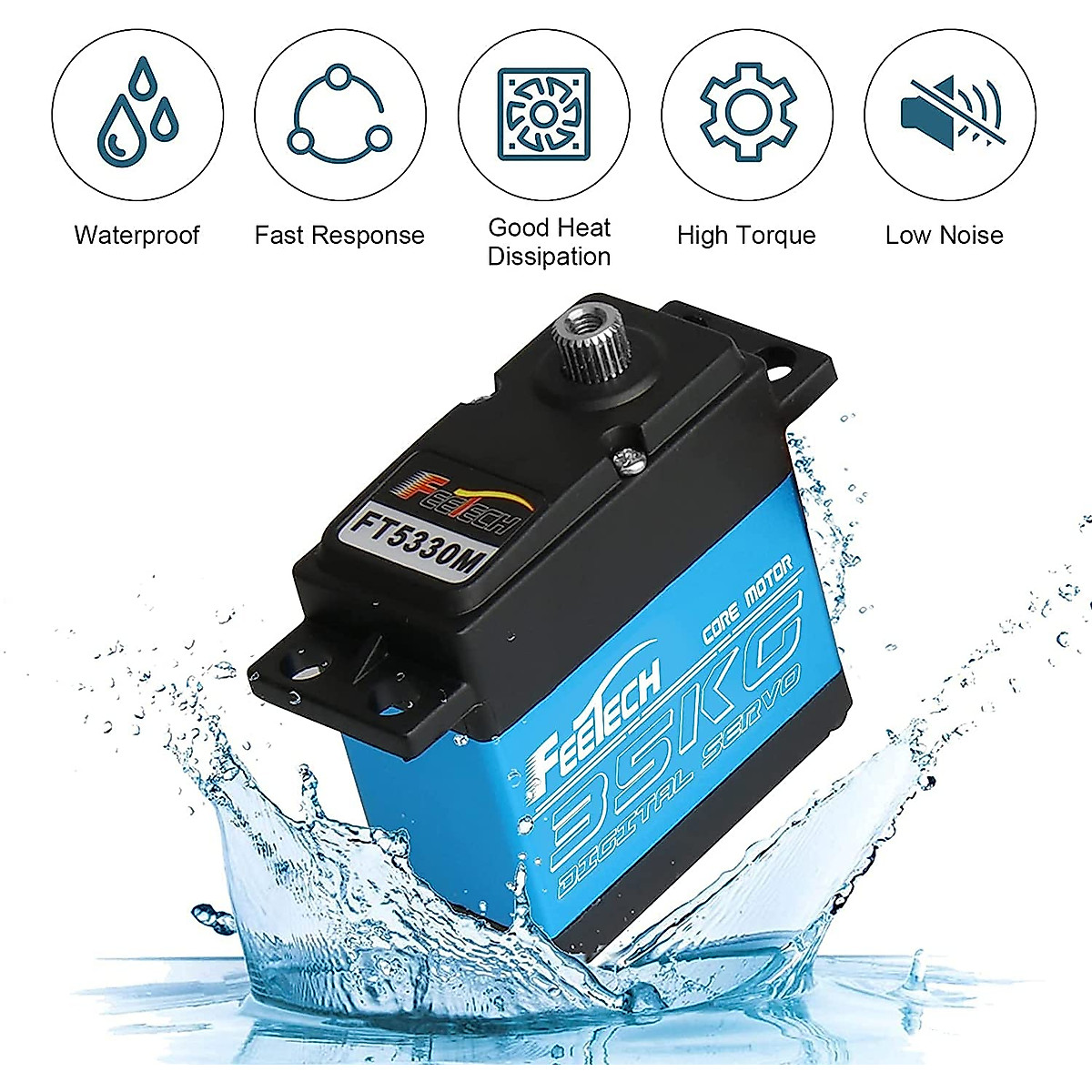 35KG High Torque Coreless Motor Servo Waterproof Metal Gear Digital and Stainless Steel Gear Servo with 25T Servo Arm for Robotic DIY,RC Car Angle 180 FT5330M