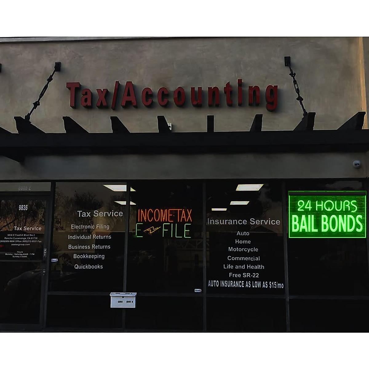 190197 24 Hours Bail Bonds Professional Service Office Shop Open Display LED Light Neon Sign (16" X 12", Orange)