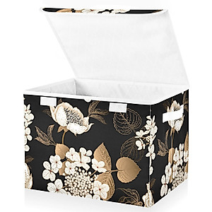 Tatenale Collapsible Storage Bins with Lids Decorative Fabric Storage Cubes Closet Organizer and Storage Basket Boxes Containers for Clothes Box Chest Nursery Folding Rectangle Retro Flower