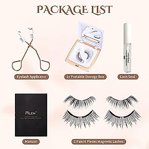 MLEN Dual Magnetic Eyelashes Natural Look Magnetic Eyelashes Without Eyeliner Soft Magnets False Eyelashes No Glue or Eyeliner Needed with Applicator Reusable 3D Fake Lashes Extension with Tweezers