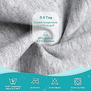 ZIGJOY Baby Transition Swaddle, 0.5 TOG Stretchy Transitional Swaddle with 2-Way Zipper, Cotton Self-Soothing Sleep Sack for Better Sleep, Grey, 0-3 Months