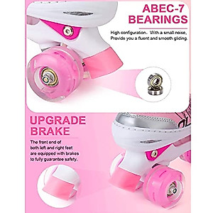 Sowume Adjustable Kids Roller Skates for Girls and Women, All 8 Wheels of Girl's Skates Shine, Safe and Fun Illuminating for Beginner