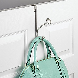 InterDesign Pello Over Door Organizer Hook for Coats, Hats, Robes, Clothes or Towels – Dual Hook, Satin