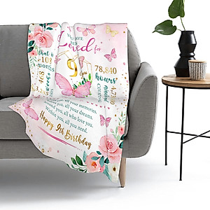 Vervehub 9 Year Old Girl Birthday Gifts Blanket 50"X40", 9 Year Old Girls Gift, Birthday Gifts for 9 Year Old Girls, Best Presents for 9 Year Old Girls, 9 Yr Old Girl Gift, 9th Birthday Gifts