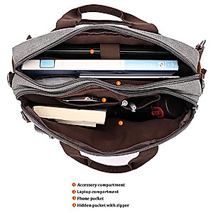 CROCOD 3 in 1 Convertible Laptop Backpack, 17.3 inch Messenger Bag for Men, Multi-Functional Travel Laptop Bag for College Men Women (17.3 Inch, Grey)