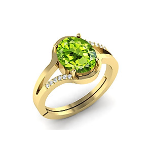SirDaksh 10.50 Carat Natural Certified Peridot Gemstone Gold Plated Ring For Men And Women