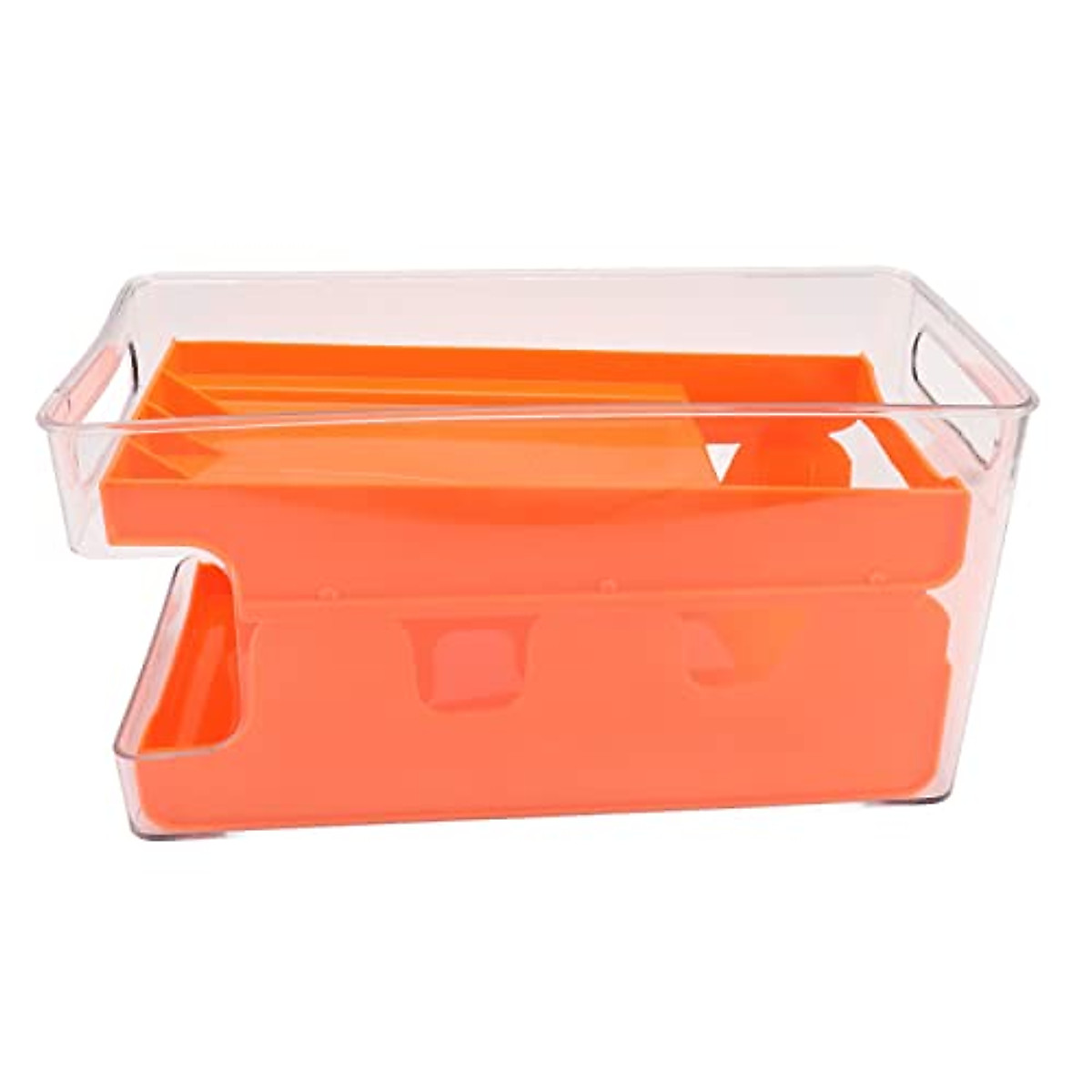 2 Tier Soda Can Organizer for Refrigerator Organizer Bins Soda Pop Can Holder Dispenser Drink Beverage Holder for Fridge Cabinets Freezer(Orange)