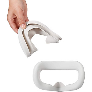 VR Face Silicone Cover Mask Combo with Protective Lens Cover for Quest 2 Headset Face Pad Cushion Accessories Set Sweatproof Lightproof by X-super Home (White, Quest 2)
