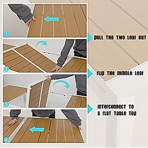 Aoodor Outdoor 6-10 Person Aluminum Patio Extendable Dining Table, Rectangular Table & 8 Chairs for Patio, Deck, Garden,Courtyard - Brown and White