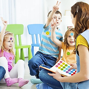 Smiley Face Stickers 1800Pieces, Happy Face Stickers 1in/2.5cm, Small Stickers for Kids Reward Chart (8 Colors)