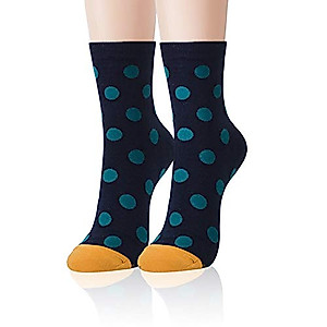 kikiya socks Women Crew | 4-6 Pairs Smiley Face Print Red Heart Preppy Design Fruit Graphic Cute Girls Cotton Socks | US 6-8