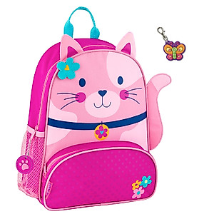 Stephen Joseph Sidekick Girl Cat Backpack with Zipper Pull - Cute Kids Book Bags