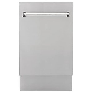 ZLINE 18" Tallac Series 3rd Rack Top Control Dishwasher in Stainless Steel and Traditonal Handle, 51dBa (DWV-304-18) (304 Stainless Steel)