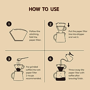 PakTalk 300 Count Cone Coffee Filters #4, Natural Brown Paper Cone Shaped Coffee Filters for Pour Over and Drip Coffee Maker (100 Count, Pack of 3)