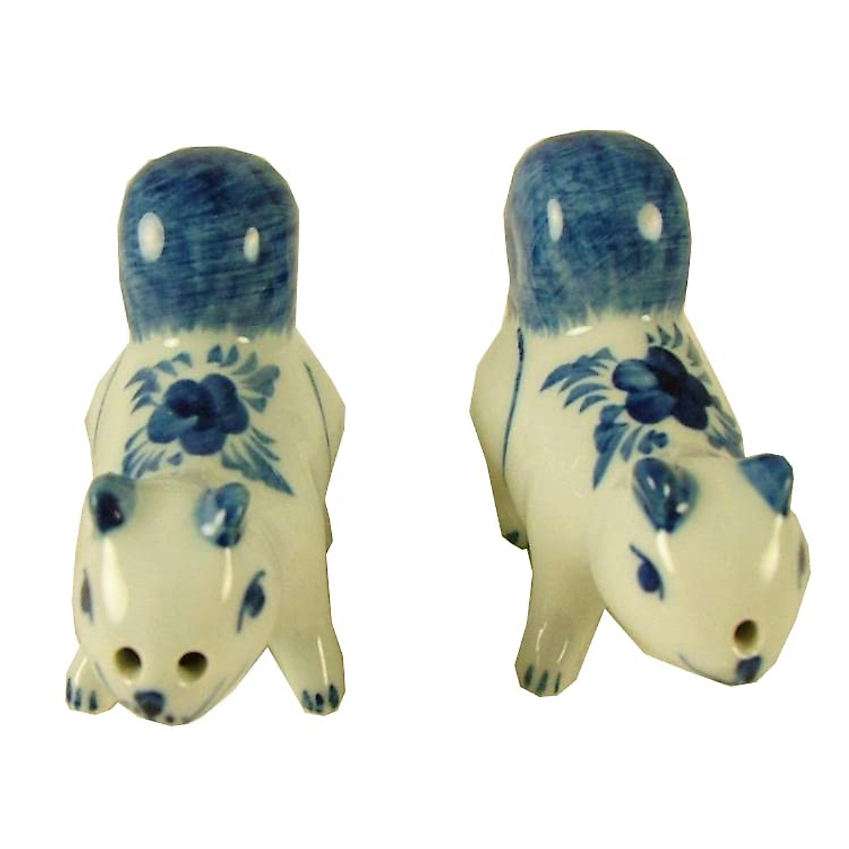 Porcelain Blue and White Squirrel Salt and Pepper Shaker