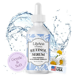 LilyAna Naturals Serum for Face - Made in USA, Face Serum with Hyaluronic Acid and Vitamin E, Anti Aging Serum, Reduces Age Spots and Sun Damage, Promotes Collagen and Elastin (Retinol, 1oz)