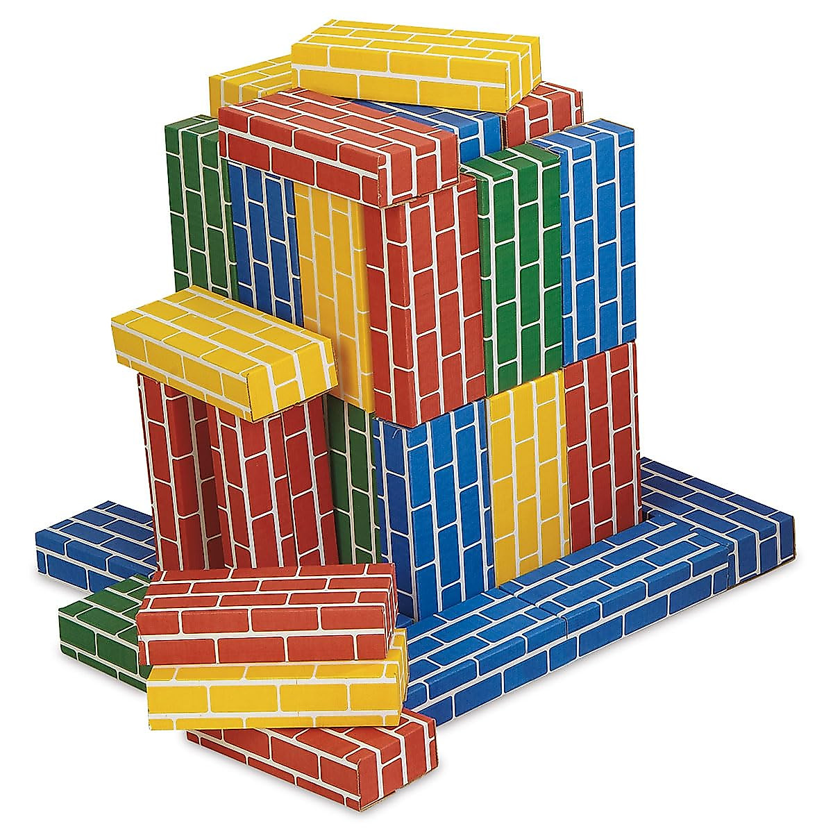 Lillian Vernon Primary Building Bricks - Kids Cardboard Bricks, Each 9" x 4" x 2" (Set of 24)