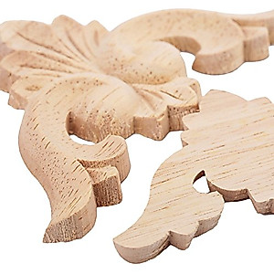 4-Pack Wood Carved Appliques Onlay Decal for Furniture, 6x6cm/2.36"x2.36", Corner Decal for Desk Cabinet Mirror Dresser Drawer Home Decoration