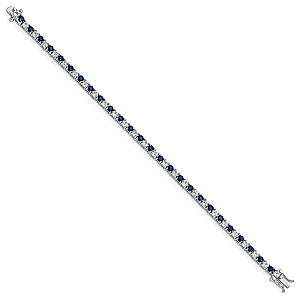 IceCarats 925 Sterling Silver Blue Sapphire White Topaz Tennis Bracelet