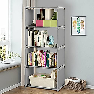 TFCFL 4 Tier Multipurpose Shelf Display Rack, 40x25x125cm Bookshelf Storage Wall Shelf Organizer Rack Standing Shelf Units Light Duty Indoor Garage Storage Organizer Shelves