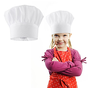 Lusofie Kids Chef Hat Adjustable White Chef Hats Elastic Kitchen Cooking Cap Baker Hat Chef Hat for Kids Girls Boys