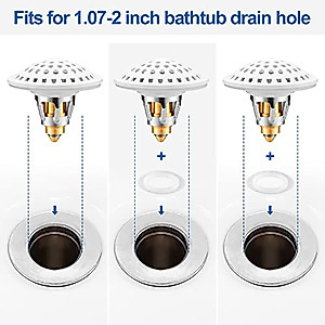 Uxoz Sink Stopper, 2-in-1 Bathroom Sink Stopper with Silicone Hair Catcher, Anti Clogging Sink Drain Strainer, Match for 1.06 to 1.97 Inch Sink Drain Hole
