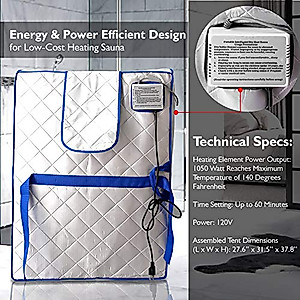 SereneLife Portable Infrared Home Spa- One Person Sauna, Heating Foot Pad and Chair