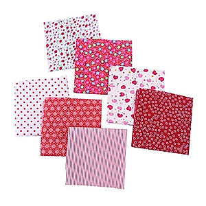 ABOOFAN Cotton Sheets Cotton Sheets Craft Fabric Bundle Patchwork Squares Floral Printed Cotton Craft Fabric for Home Cloth DIY Artcraft Accessory (Red) Floral Bed Sheets Cotton Bed Sheets