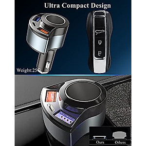 [4IN1&QC3.0] Cigarette Lighter Splitter Adapter, Car USB Charger Adapter Multi Port [with QC3.0/Type-C/3.1A], 12V-24V Car Adapter Compatible with iPhone 14/13/12/11/XS/XR/8/7,iPad,Samsung,Dash Cam etc
