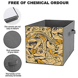 Dinosaurs Cartoon Collection Canvas Collapsible Storage Bins Cube Organizer Baskets with Handles for Home Office Car