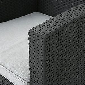 Christopher Knight Home St. Johns Outdoor Faux Wicker Club Chairs with Water Resistant Cushions, 2-Pcs Set, Charcoal / Light Grey Cushion