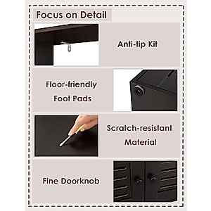 DINZI LVJ 6-Tier Bookshelf, S-Shaped Geometric Bookcase, Book Shelf with Cabinet, Display Shelf with Door, Freestanding Decorative Storage Shelving for Living Room, Home Office, Espresso