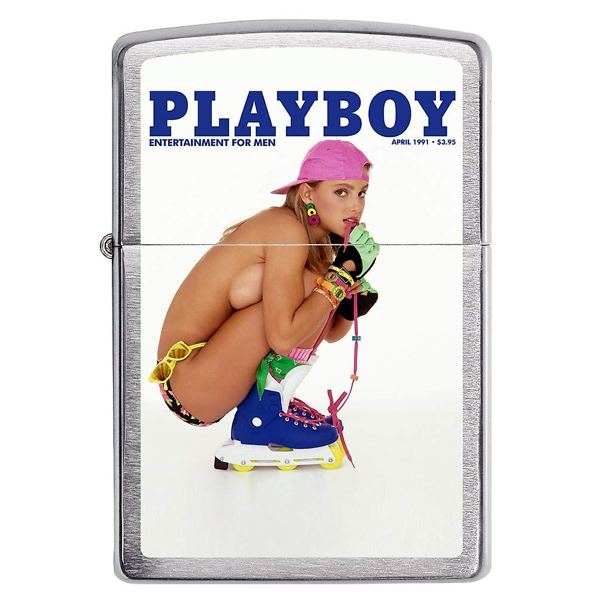 Zippo Playboy Cover April 1991 Brushed Chrome Pocket Lighter, One Size, Model Number: 200-CI017372