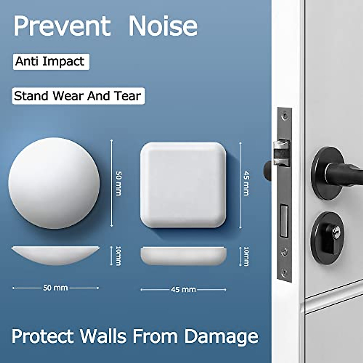 XoYoZo Door Stoppers Wall Protector Buffer Guard Doorknob Door Handle Bumper Self Adhesive Silencer Soft Rubber Crash Pad for Home Office