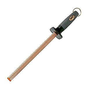 Smith’s 3001 10” Oval Diamond Sharpening Steel Rod – Grey – Oval Design – Rubber Grip Handle – Plastic Sharpening Tip